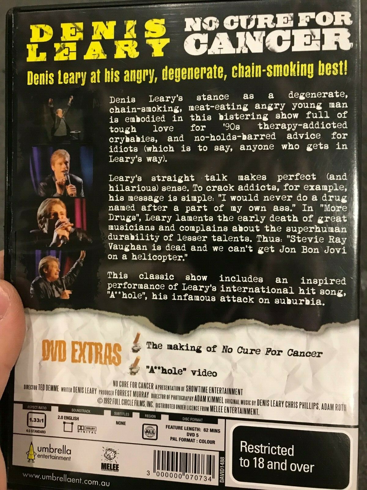 Denis Leary - No Cure for Cancer region 4 DVD (stand up comedy show ...