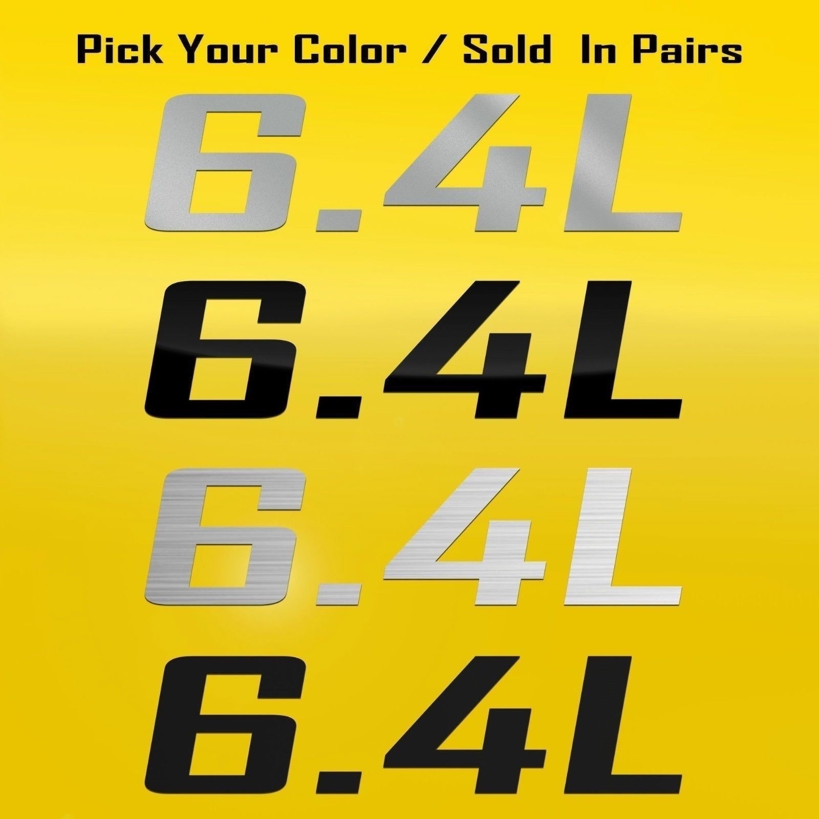 6.4L Decal Graphic Fits Pontiac GTO, Ford Mustang Fastback, Dodge ...