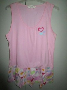 Women's Peter Alexander pink tank top with love hearts Size M | eBay
