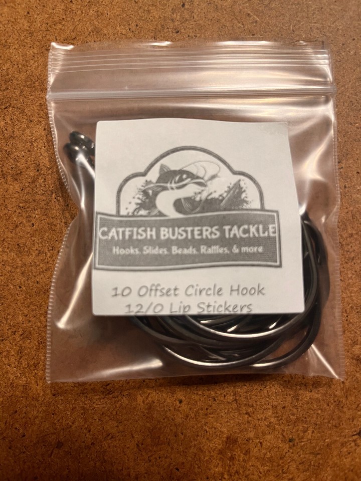 12/0 OFFSET CIRCLE HOOKS FOR TROPHY CATFISH! CATFISH BUSTERS TACKLE LIP ...