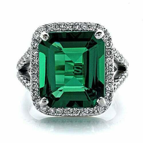 Attractive Cushion Cut Green Lab Created Emerald Pretty Halo Style ...