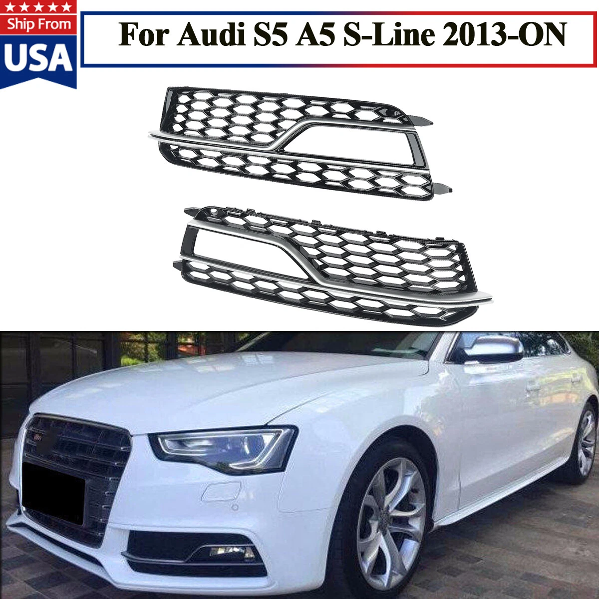 Car Lelf/Right Front Bumper Lower Fog Light Grilles Lamp, 40% OFF