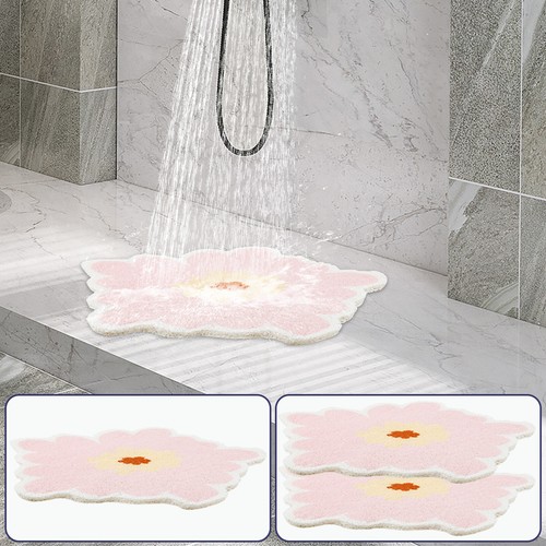 1/2Pcs Flower Shape Bath Mat PVC Shower Mat With Non Slip Back Quick ...
