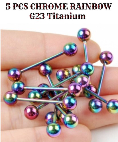 X5 Tongue Piercing Bar Body Jewellery 16G Jewelry TITANIUM 19mm Barbell ...