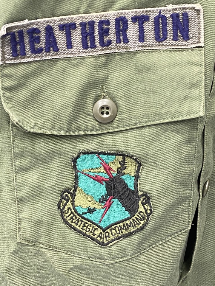 Vintage Air Force Strategic Air Command Uniform Shirt Green Patches 15. ...