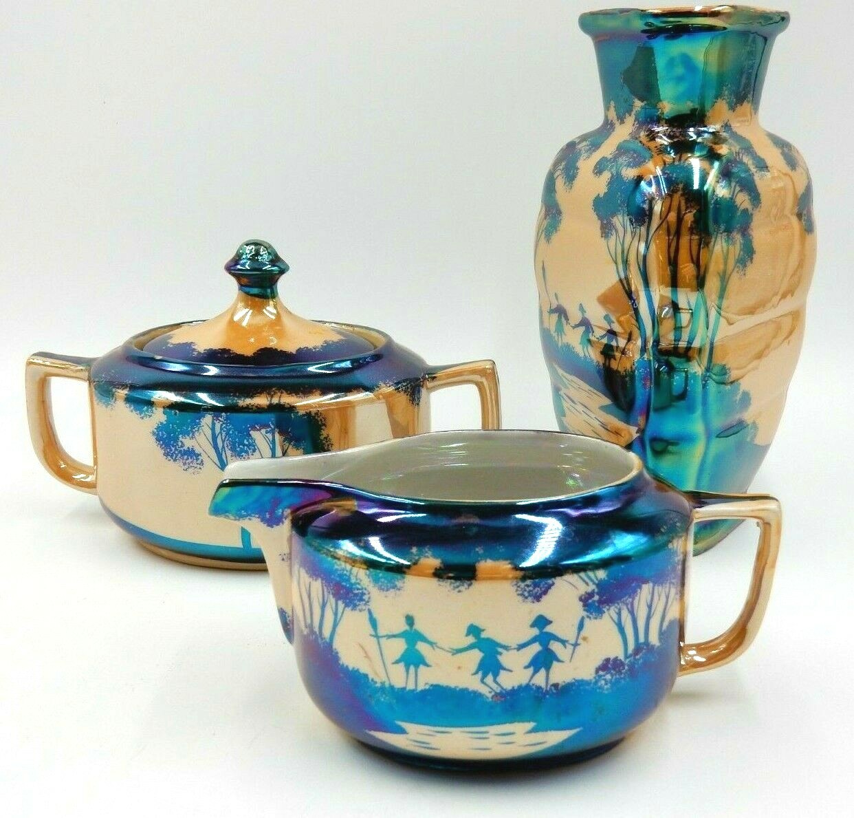 VINTAGE TASHIRO SHOTEN LUSTERWARE 3 PIECE TEA SERVING SET ~ MADE IN ...