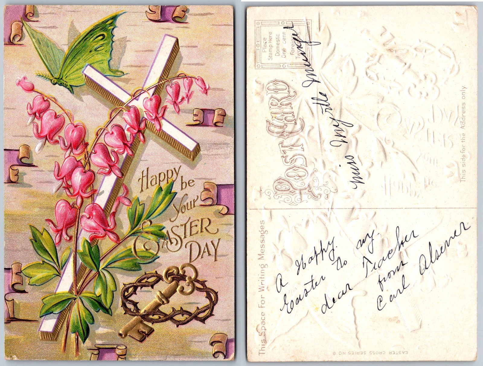 Easter Cross Butterfly Flowers Postcard | eBay