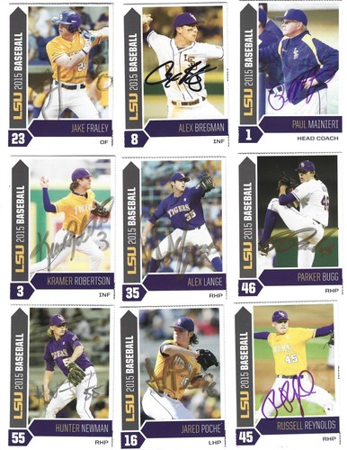 2015 LSU Tigers SGA baseball cards 16 cards with 19 autographs with ...