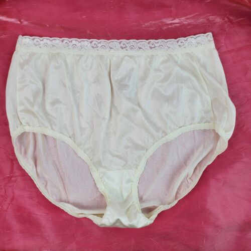 Vtg Sheer Panties Shiny Silky Nylon Gusset W Lace Size 7 Sissy Sexy
