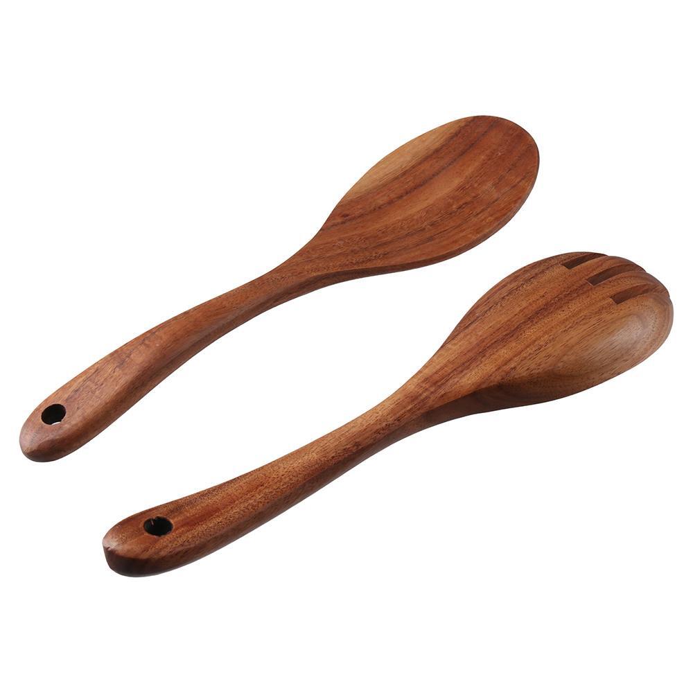3Pcs Long Handle Kitchen Tools Wooden Salad Server Tools Kitchen ...