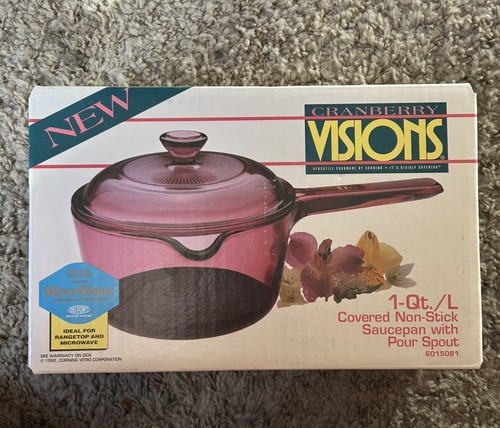 SEALED - Vintage Cranberry Visions Pot Corning Cookware 1QT/ L Saucepan ...