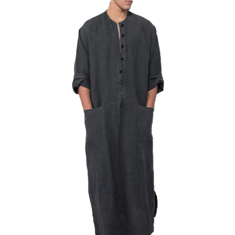 Muslim Men's Islamic Ramadan Jubba Kaftan Arab Robe Thobe T Shirt Dress ...