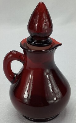AVON Ruby Red Glass Cruet Perfume Bottle Pitcher Strawberry Stopper ...