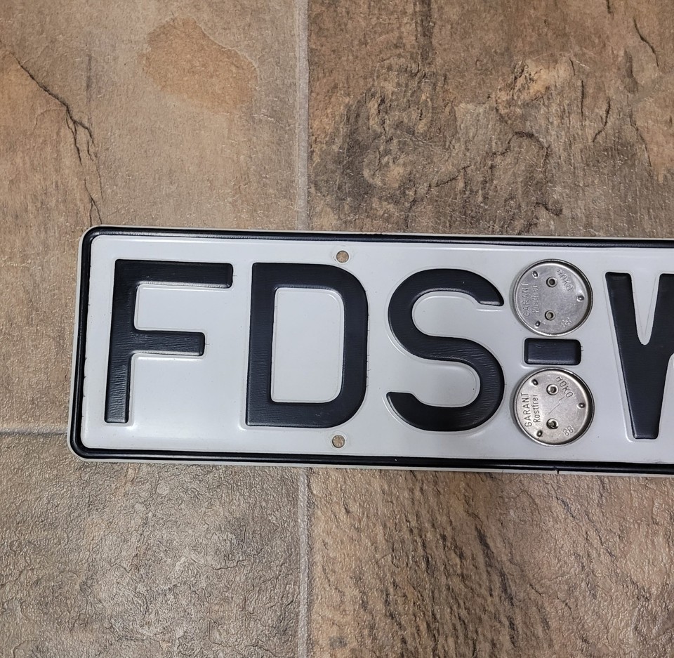 German European License Plate Black White FDS-WX 48 20.5" | eBay