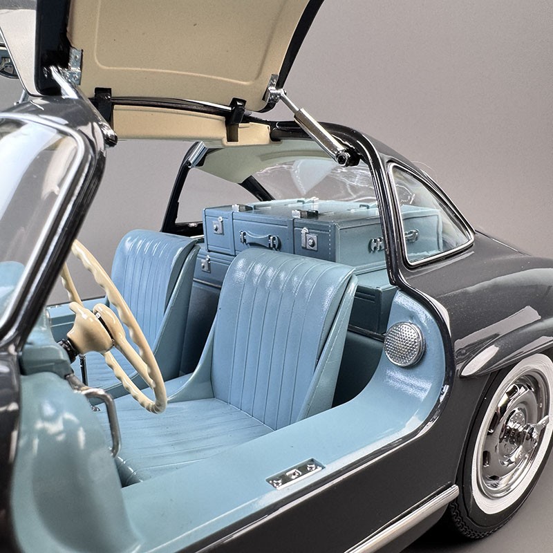 Original 1:12 Mercedes Benz 300SL blue gray pearl paint leather box car ...