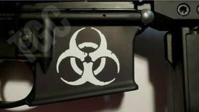 (3) Worn Zombie Biohazard VINYL DECAL, 5.56 Airsoft AR MSR lower ...
