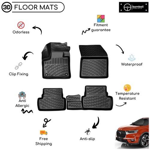 Custom Molded Rubber Floor Mat for Citroen DS7 2017-Up (Black) | eBay