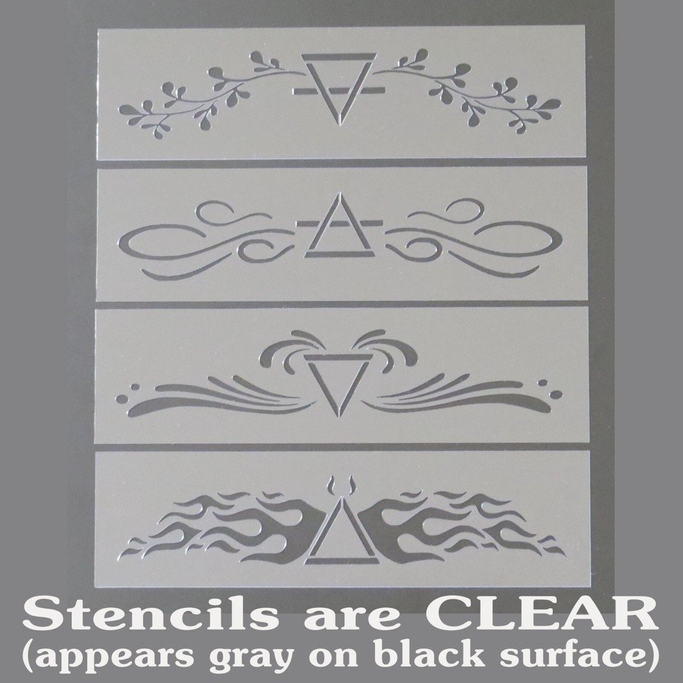 Set of 4-Four Elements Border/Design STENCILS Earth/Air/Water/Fire ...