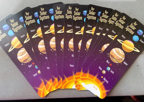 New 12 Lot Bookmarks Space Planets Stars Solar System Rainbow Laminated ...