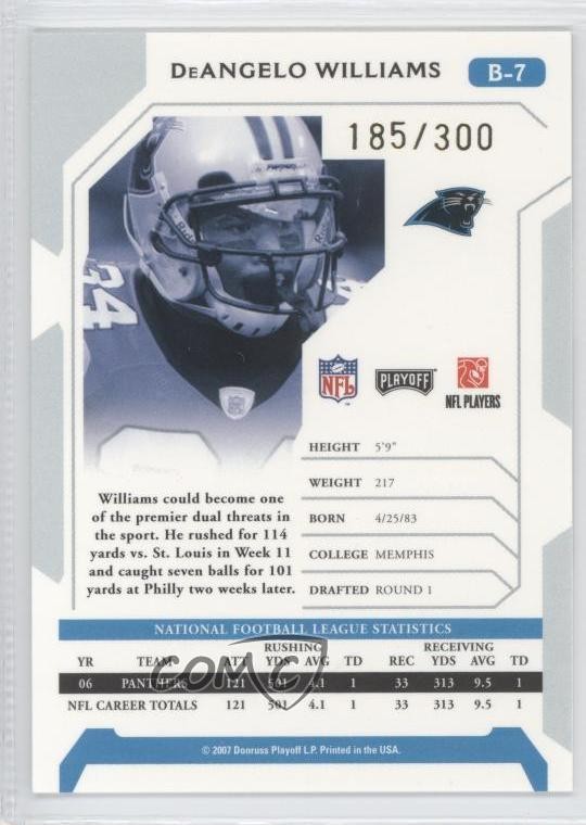 2007 Playoff NFL Playoffs Previews Bonus Pack Gold 185/300 DeAngelo ...