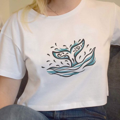 'Decorative Whale Tail' Women's Cotton Crop Tops (CO059272) | eBay UK