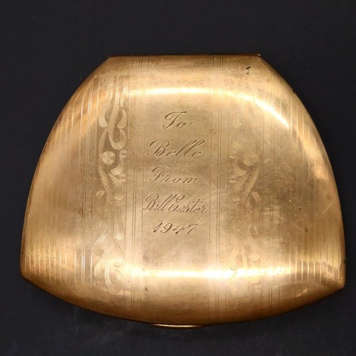 Vtg 1940's Elgin America Gold Tone Powder Compact Engraved "To Belle ...