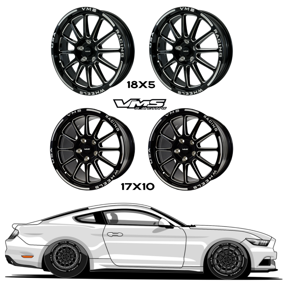 VMS RACING BLACKHAWK DRAG RACE RIMS WHEELS 17X10 F 18X5 FOR 15-23 FORD ...