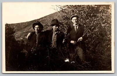 Postcard: Portrait Of Three Men In The Countryside, RPPC, 1904-1918 ...