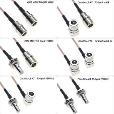 RG316 QMA Male to QMA Male Female Right Angle Connector Lot RF Coax ...