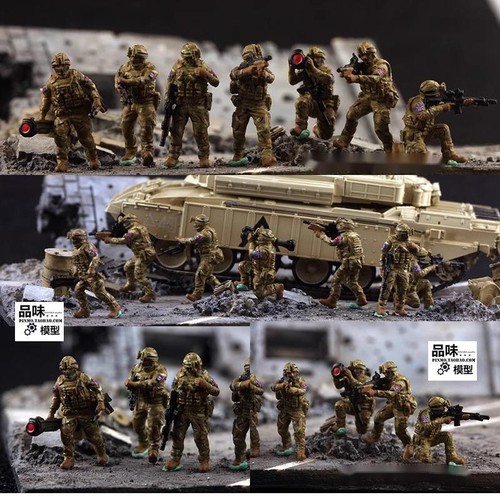 Homemade 1/72 Modern British Infantry 7 Troopers Painted Finished Model ...