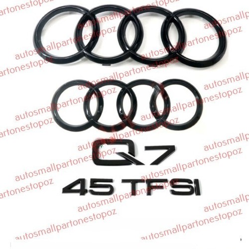 Audi Q7 2016-2021 Set 45 TFSI Front and Rear Gloss Black Badge RING ...