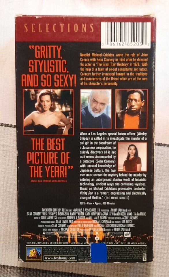 VHS - Rising Sun - 20th Century Fox Selections Sean Connery. | eBay