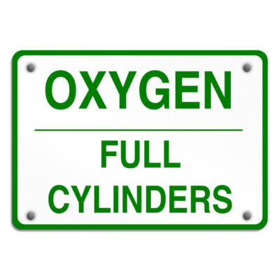 Aluminum Horizontal Metal Sign Oxygen Full Cylinders Hazard Flammable ...
