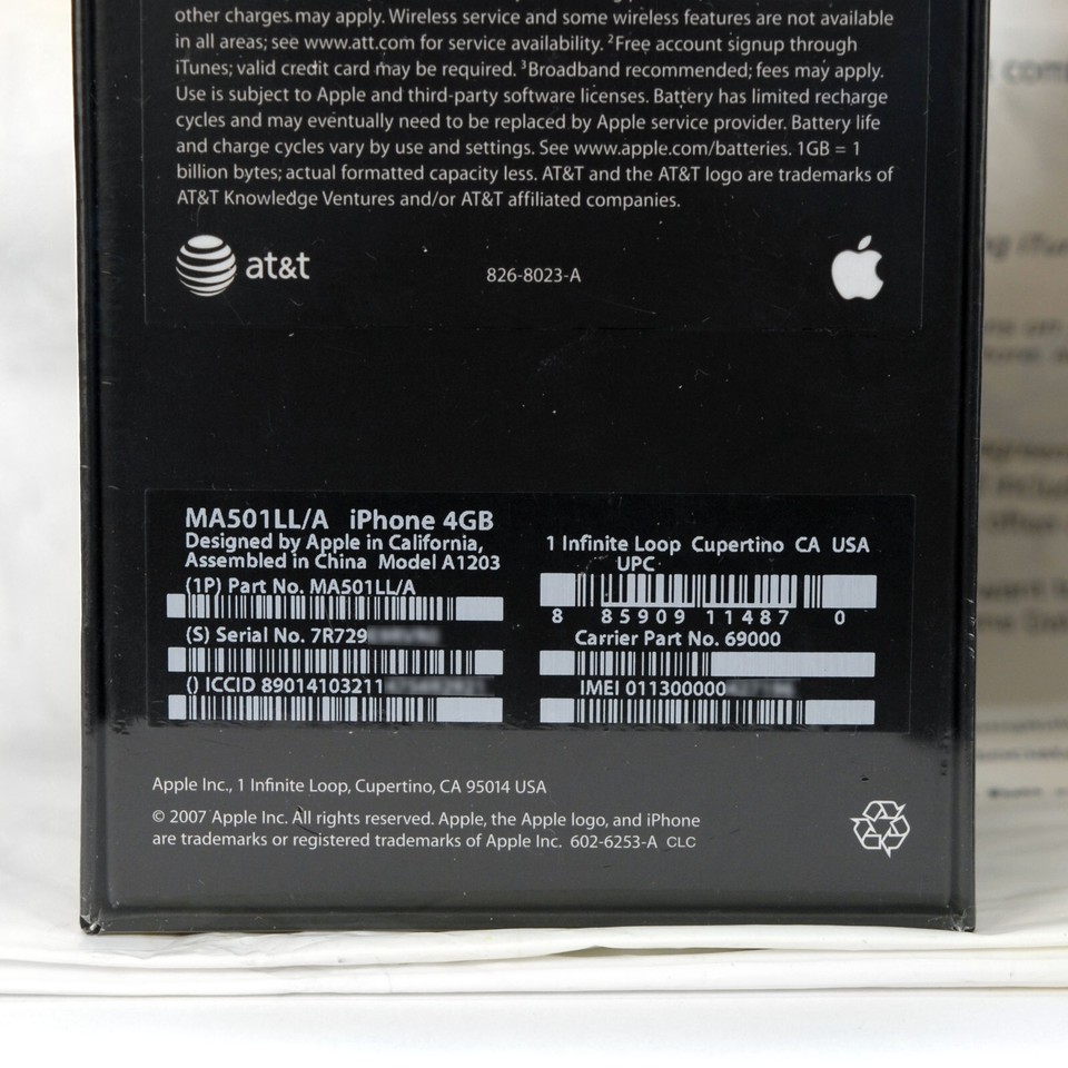 Apple iPhone 2G 4GB - w/ Headset & AT&T Retail Bag New Sealed in Box ...