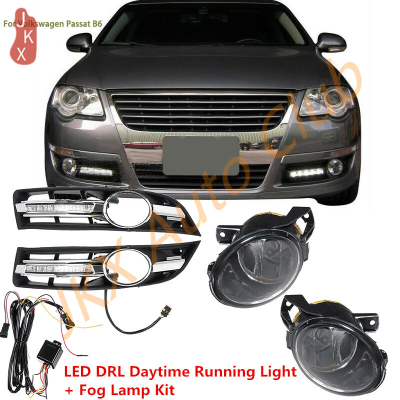 LED DRL Daylight+Fog Lights& Wiring Kit k Fit For Volkswagen Passat B6 ...