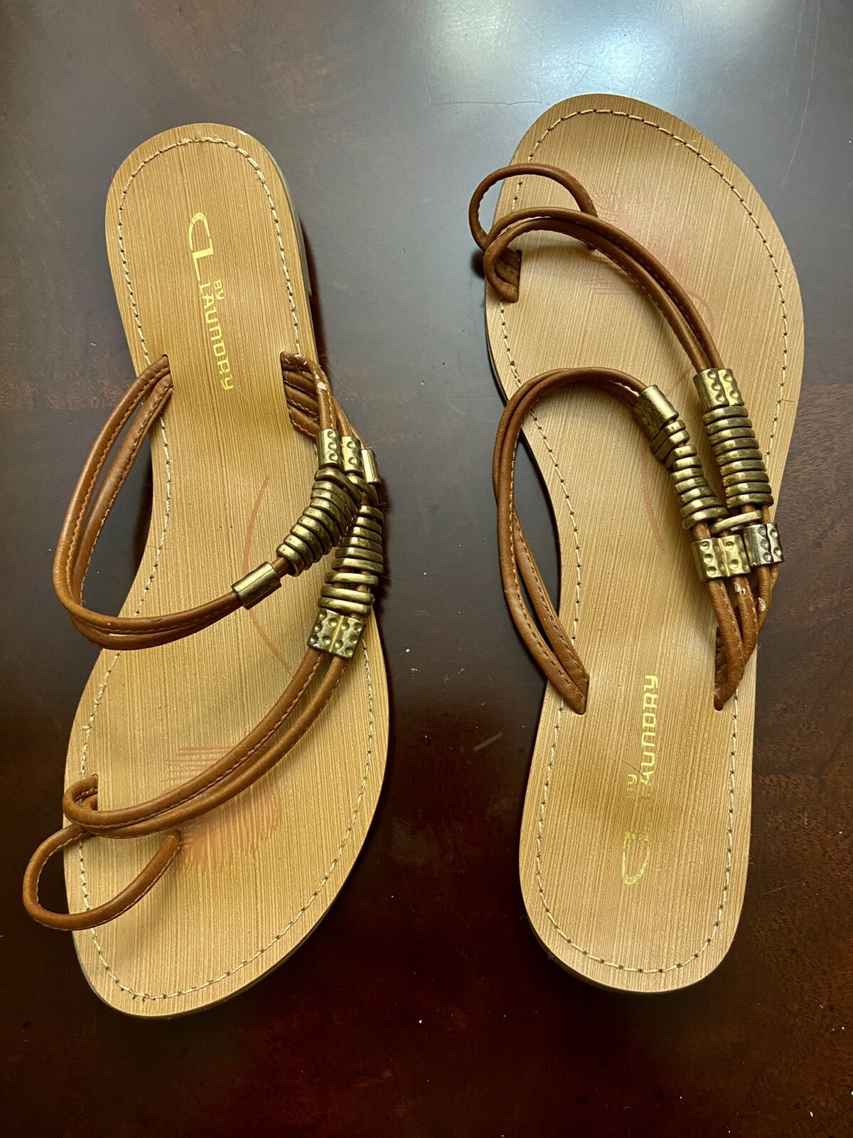 CL by Laundry Slip On Flat Brown Sandals size 8 1/2 M | eBay