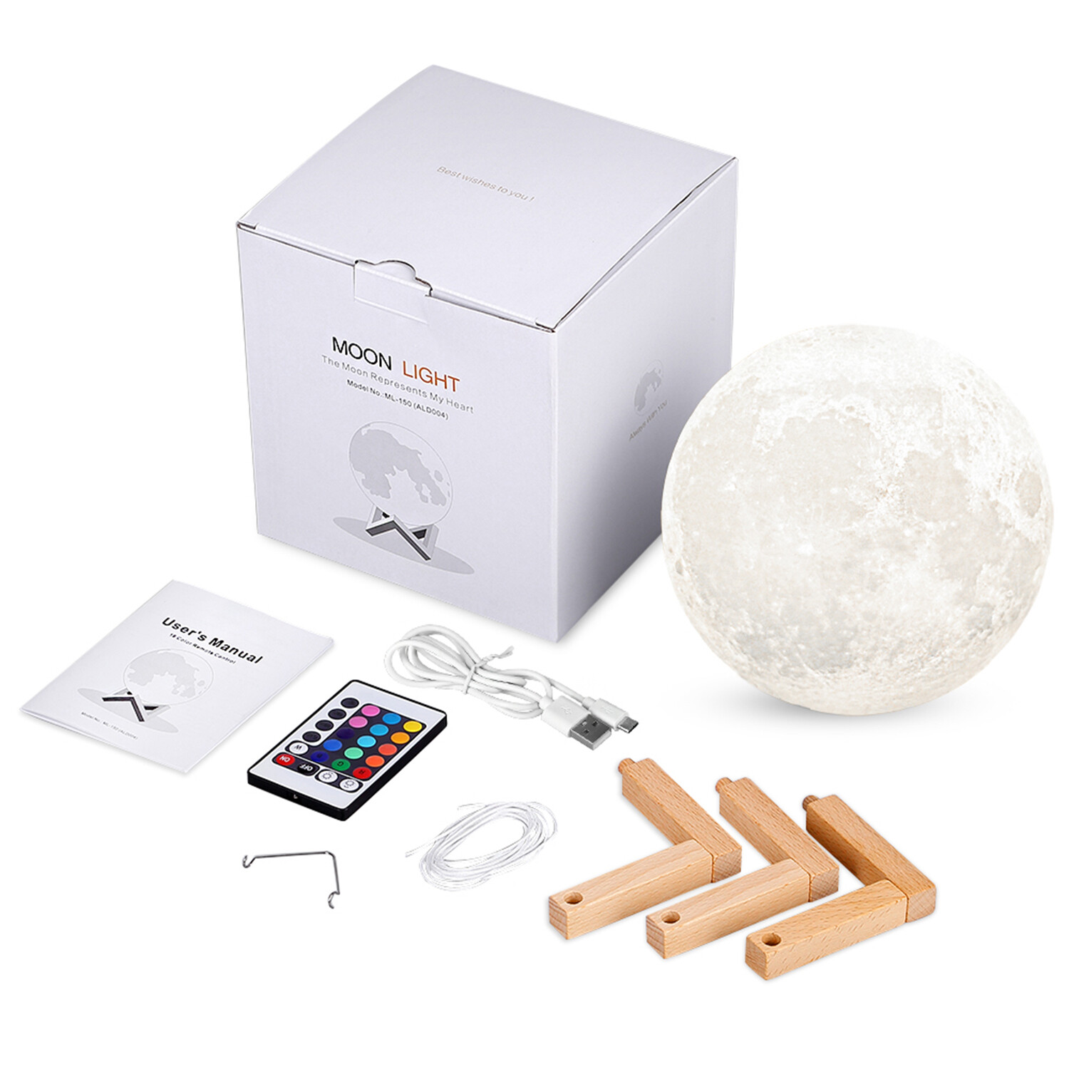 3/16 Colour 3D Moon Lamp USB LED Night Light Star Galaxy Touch Changing ...