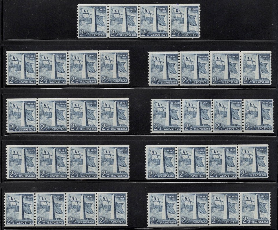 Scott 1056 2.5 cents Bunker Hill Memorial 25 coil strips of 4 MNH. | eBay