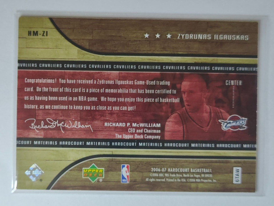 2006-07 Upper Deck Hardcourt Hardcourt Materials #HM-ZI Zydrunas ...