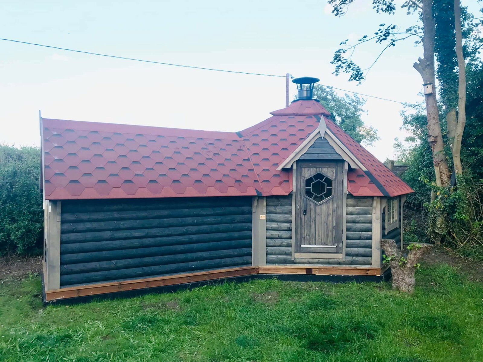 9.2m BBQ Hut with 3.8m2 extension / Grill Cabin / Summer House / Garden ...