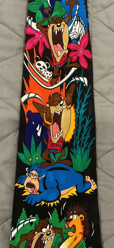Looney Tunes Necktie Tasmanian Devil Mania 100% Silk Necktie Jungle ...