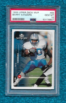 1999 UPPER DECK MVP #65 BARRY SANDERS PSA 10 GEM MINT HOF DETROIT LIONS ...