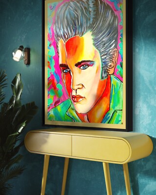 Elvis abstract paintings on canvas original 16 By 20 | eBay