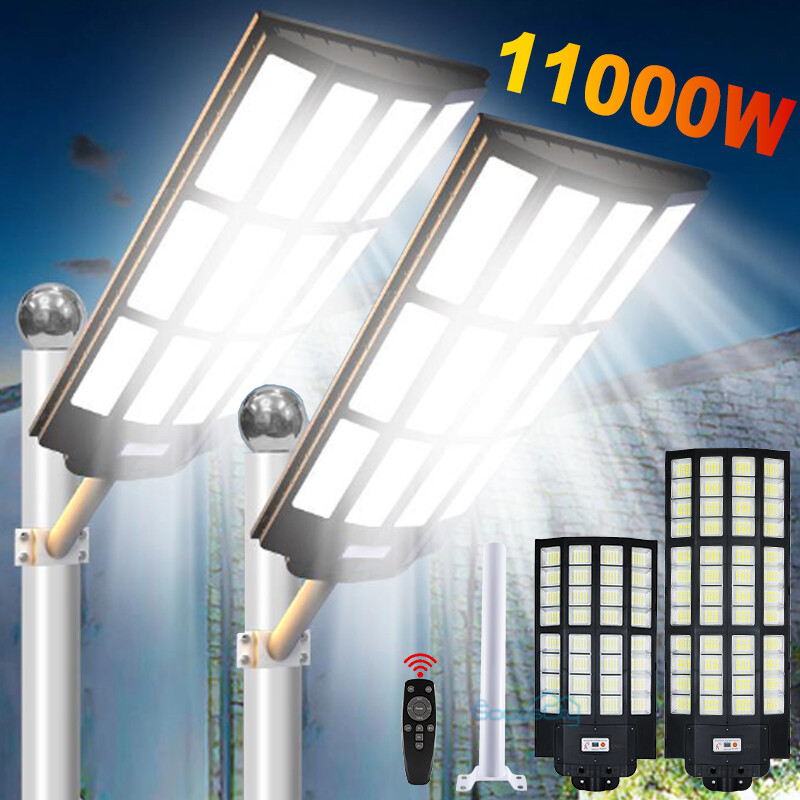 11000W 360°Commercial Solar Street Light Outdoor Dusk to Dawn Solar ...