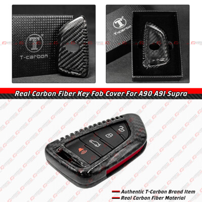 REAL CARBON FIBER KEY FOB CASE COVER FOR 2020-2024 TOYOTA GR SUPRA A90 ...