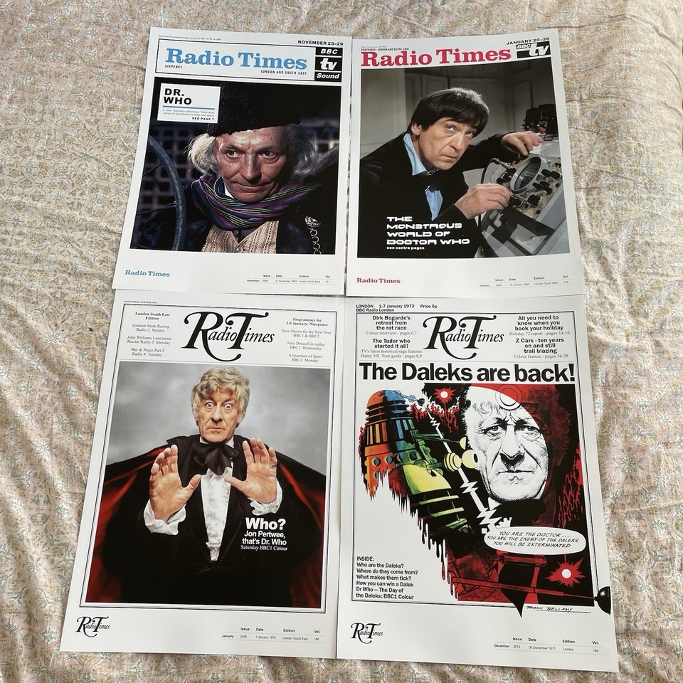 Four A2 Doctor Who Radio Times Posters Tardis Police Box Dr Who Print ...
