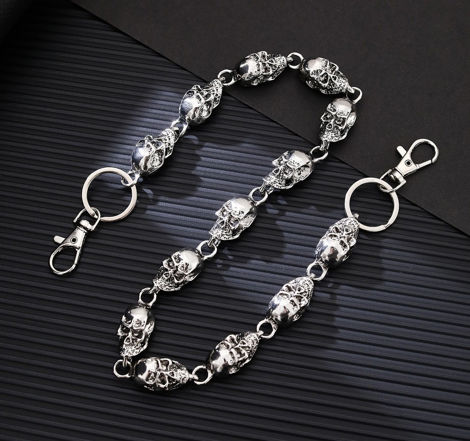 Retro Hip Hop Punk Silver Skull Chain Link Jeans Deco Pants Chain Waist ...