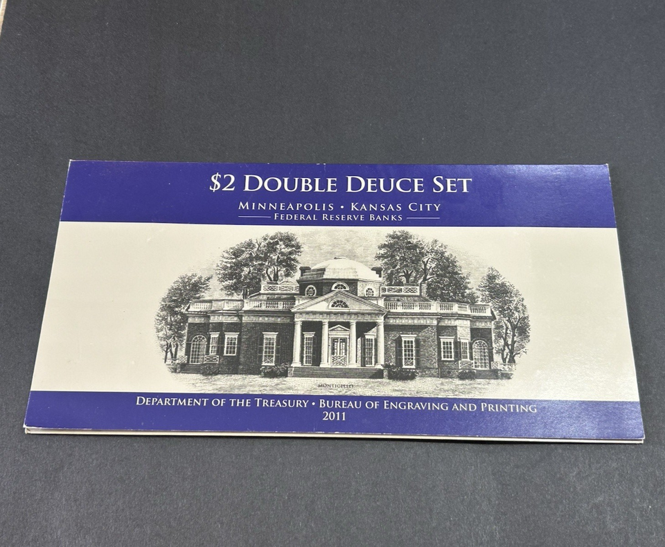 2011 $2 Notes with ***Matching Serial Numbers*** Double Deuce Set LOW ...