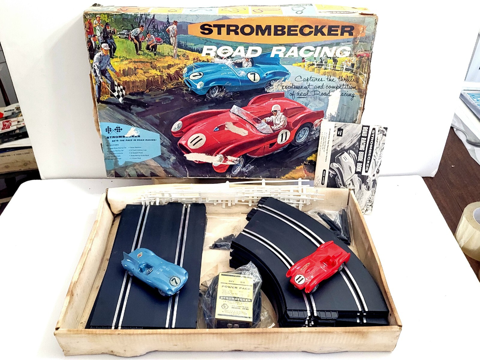 Vintage Strombecker 9950 Road Racing Slot Car Set Model Race Car ...