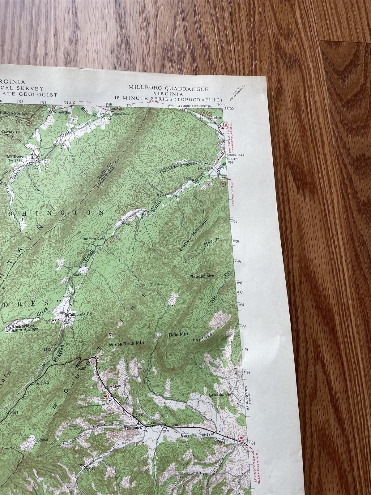 Dept Interior Geological Survey Map Millboro Virginia Quadrangle George ...